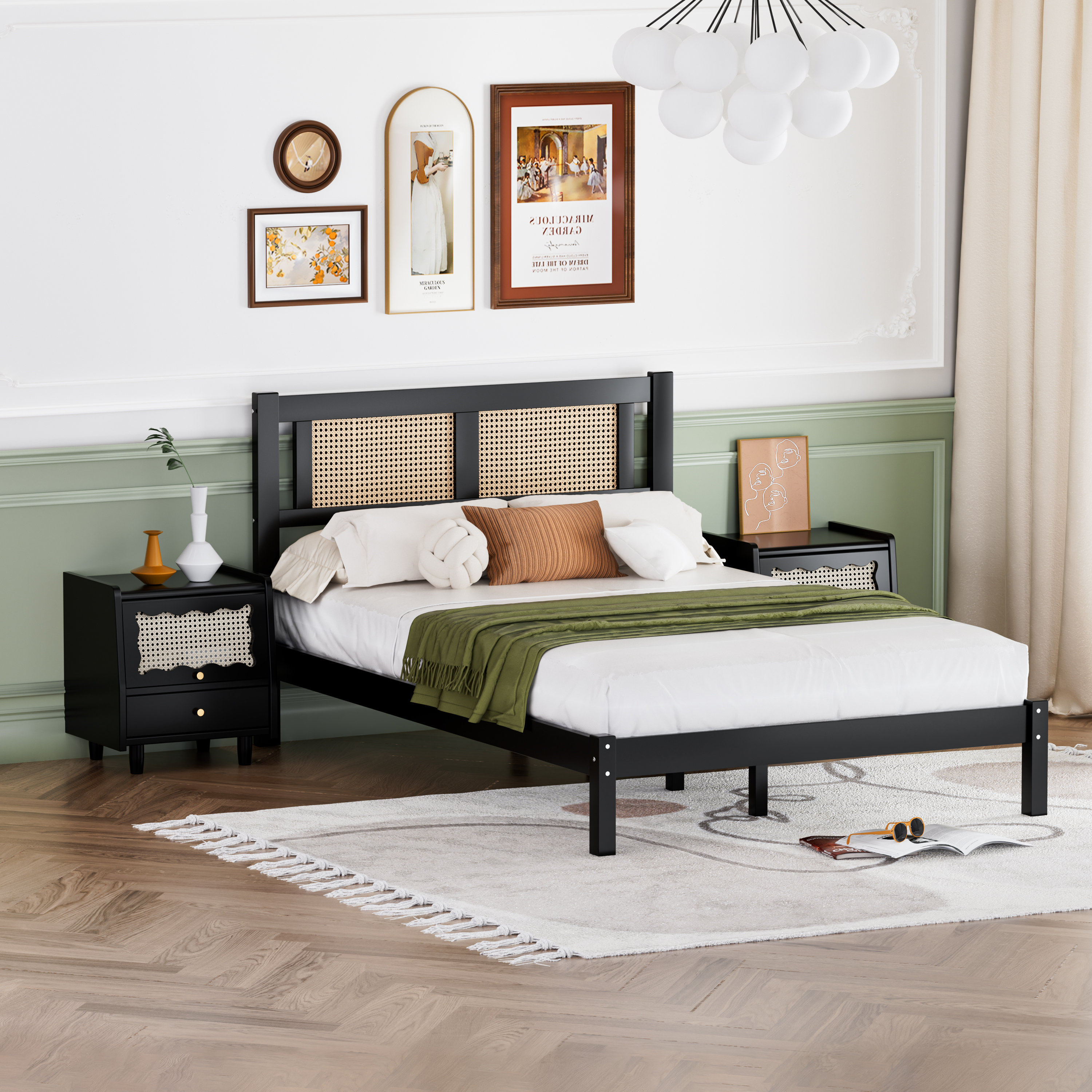 Black woven headboard store